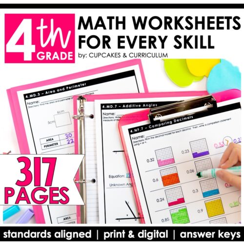 Fourth Grade Math Worksheets for Multiplication and Division, Fractions ...