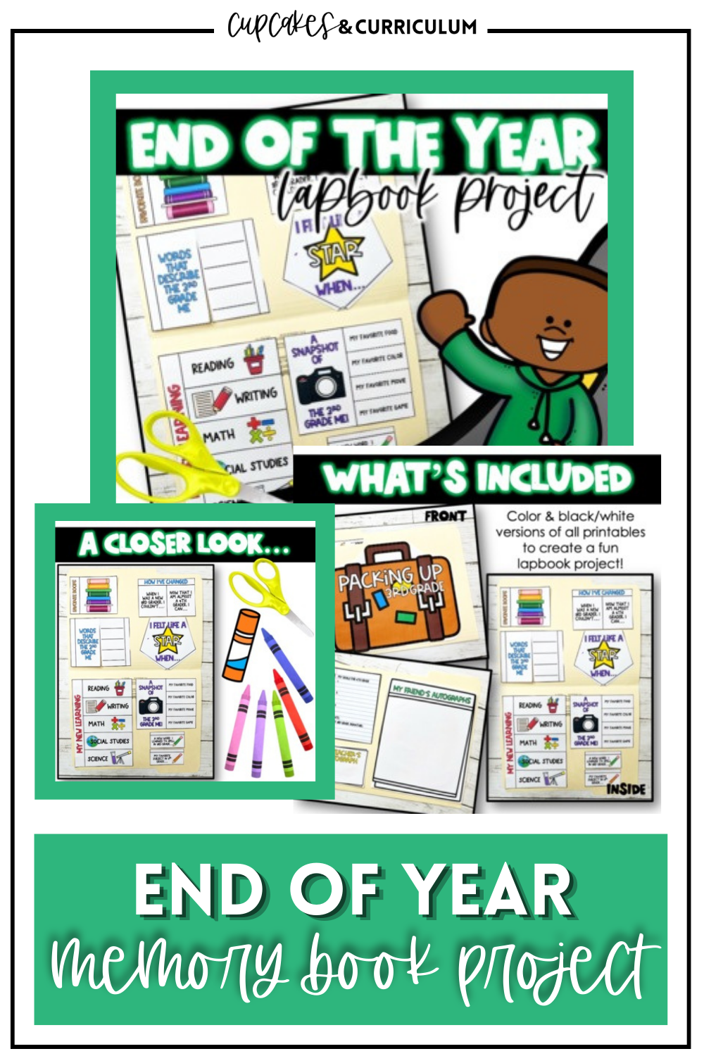 End of the Year Lapbook for 2nd-4th Graders • Cupcakes & Curriculum