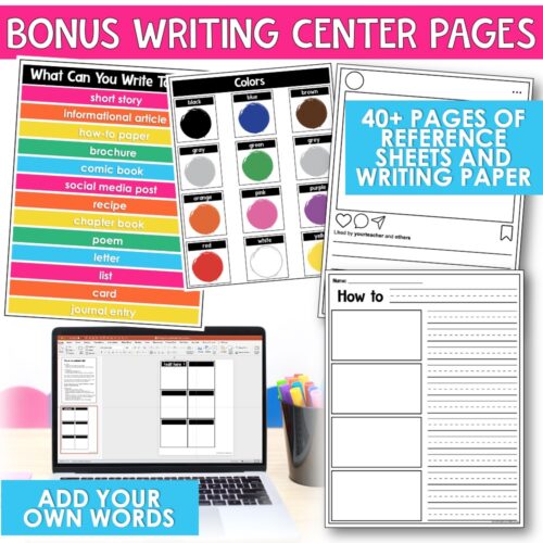 Halloween Writing Center for October Vocabulary Words and Halloween ...