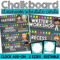 Chalkboard Schedule Cards EDITABLE • Cupcakes & Curriculum