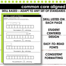 Measuring Length Worksheets First Grade Math 1.MD.2 • Cupcakes & Curriculum