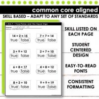 True or False and The Equal Sign Worksheets First Grade Math 1.OA.7 ...