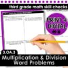 Multiplication and Division Word Problems | Third Grade Math 3.OA.3 ...