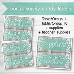 Farmhouse Chic Classroom Decor Table Numbers and Supply Caddy Labels ...