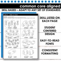 Odd and Even Numbers Worksheets Second Grade Math 2.OA.3 • Cupcakes ...