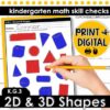 2D & 3D Shapes Worksheets Kindergarten Math K.G.3 • Cupcakes & Curriculum