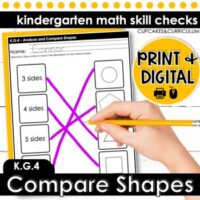 Comparing Shapes Worksheets Kindergarten Math K.G.4 • Cupcakes & Curriculum