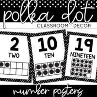 Number Posters | Black and White Polka Dot Classroom Decor • Cupcakes ...