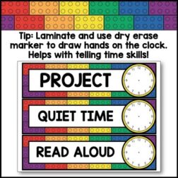 Schedule Cards | Building Block Classroom Decor LEGO Inspired ...