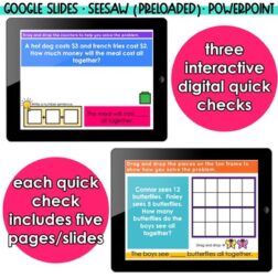 Addition Word Problems Digital Activities for First Grade Math SeeSaw ...