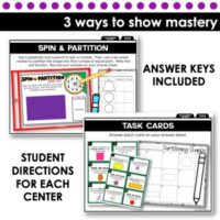 Partitioning Shapes and Unit Fractions Math Centers | 3.G.2 • Cupcakes ...